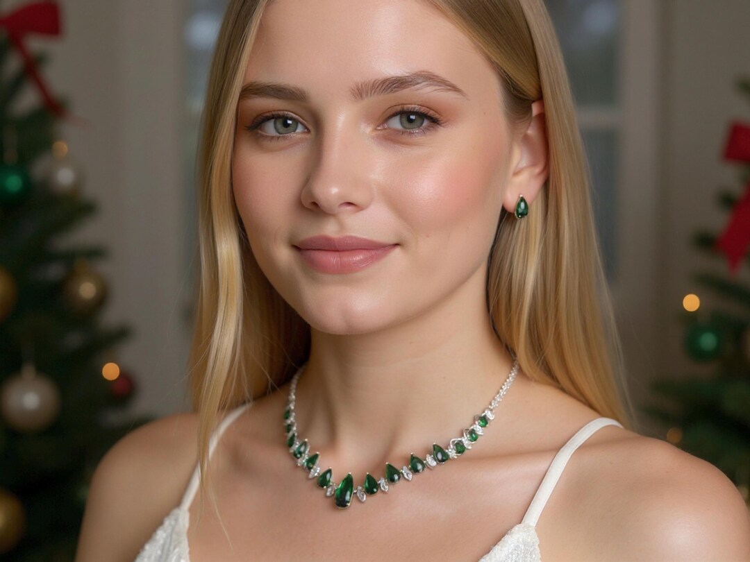 Emerald Green Bridal Jewelry Set, Wedding Earrings and Necklace for ...
