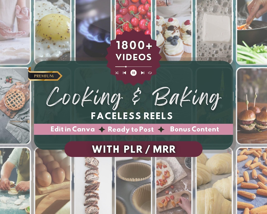 1800+ Aesthetic Cooking & Baking Videos | Faceless Reels | Canva ...