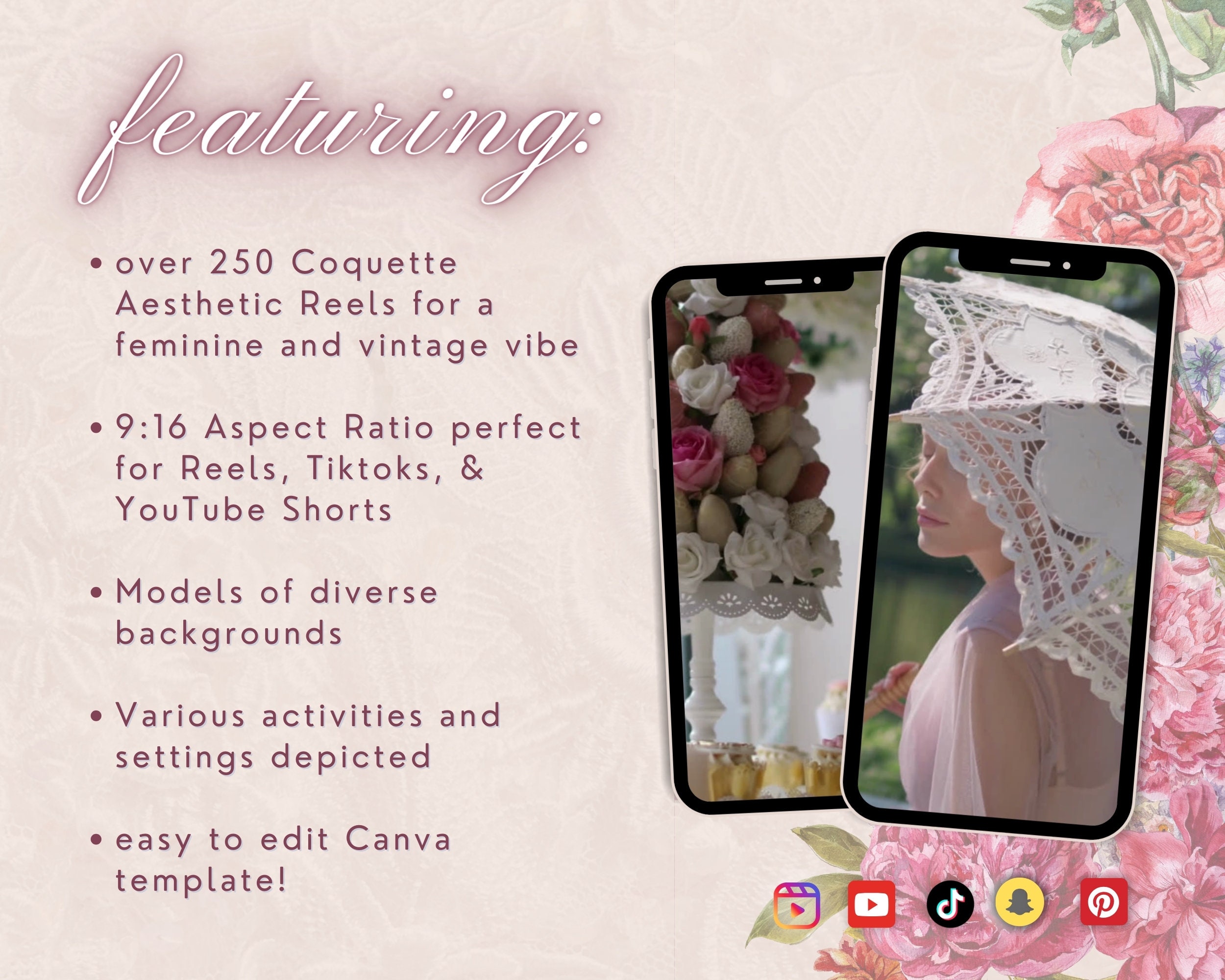 250+ Faceless Reels | Coquette & Regency Aesthetic Videos | Viral ...