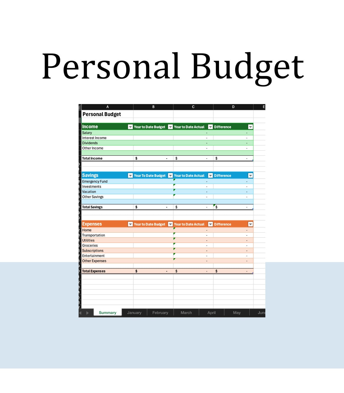 Personal Budget Template - Etsy