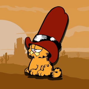 Garfield With 10 Gallon Cowboy Hat Vinyl Sticker - Etsy