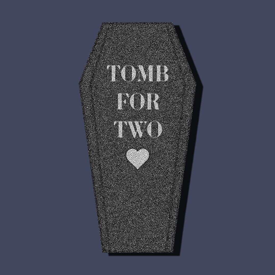 Tomb for Two Coffin Shaped Vinyl Sticker, Laptop Sticker, Water Bottle, Horror, Cute, Cemetery ...