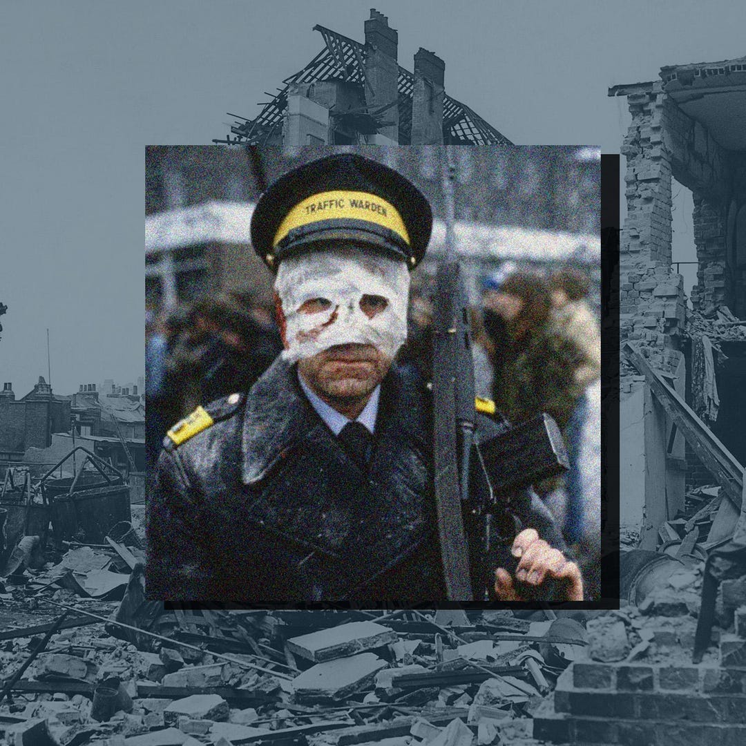 Threads (1984) Movie Traffic Warden Square Sticker Laptop Water Bottle ...