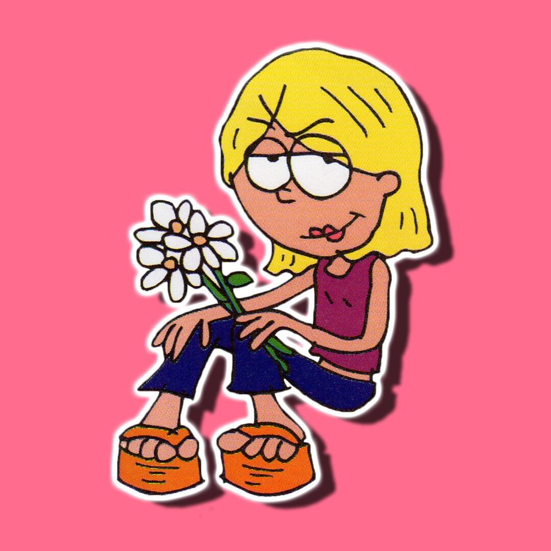 Y2K Cartoon Holding Flowers High-quality Vinyl Sticker Early 2000's ...