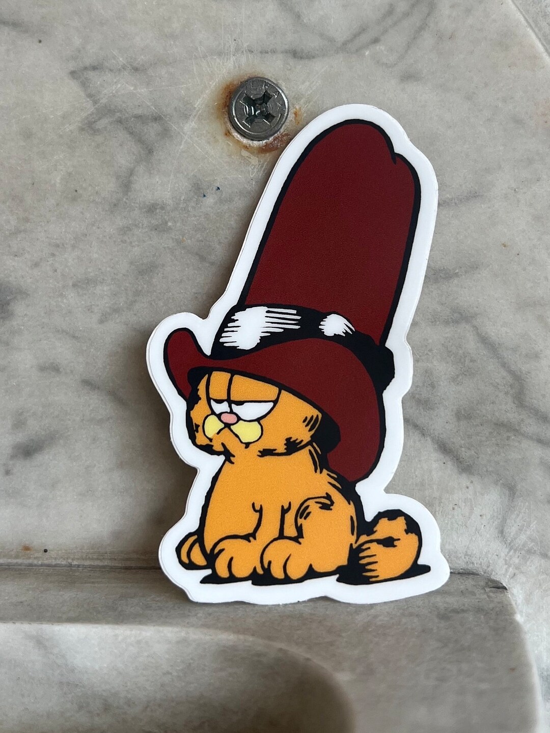 Garfield With 10 Gallon Cowboy Hat Vinyl Sticker - Etsy
