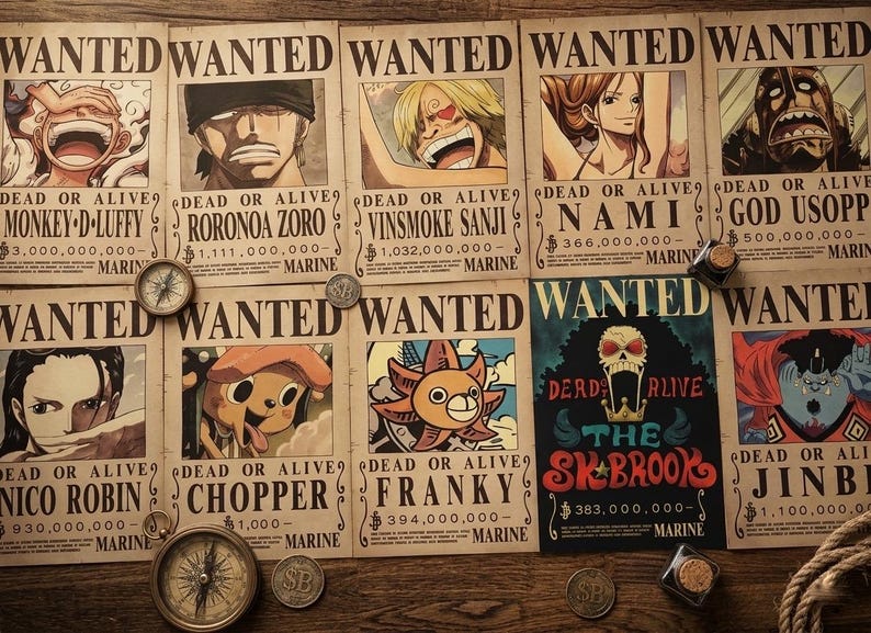 One Piece Wanted Poster | Luffy & Zoro Fan Art Bounty Poster | Vintage ...