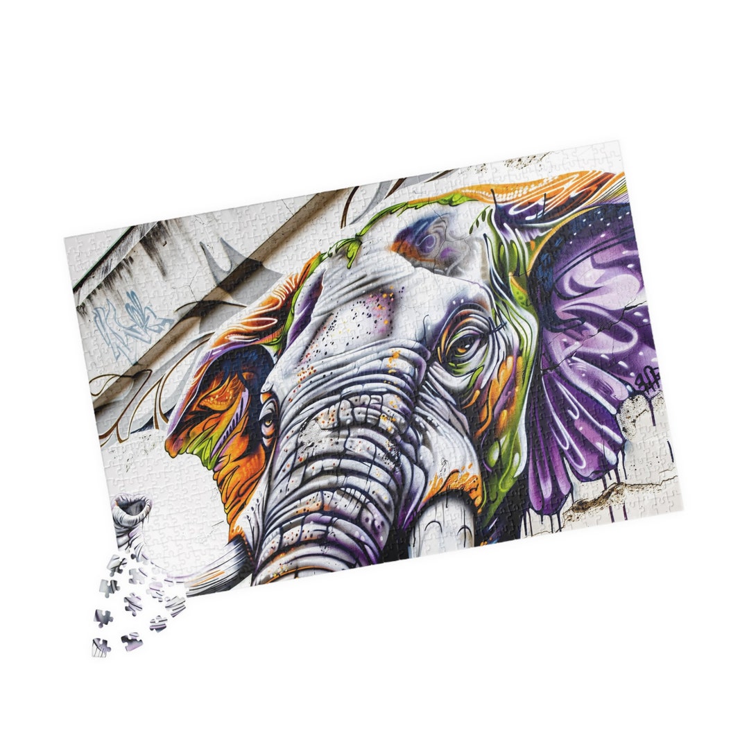 Elephant Jigsaw Puzzle Wildlife Art Puzzle African Safari Scene Family ...