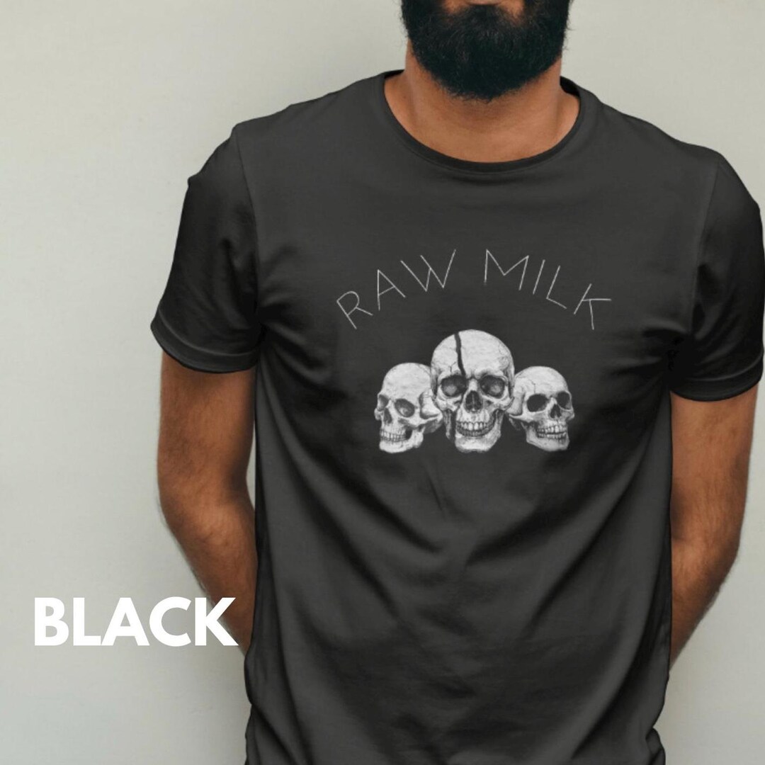 Raw Milk Skull T-shirt, Retro Graphic Tee, Carnivore Tshirt, Drink Raw ...