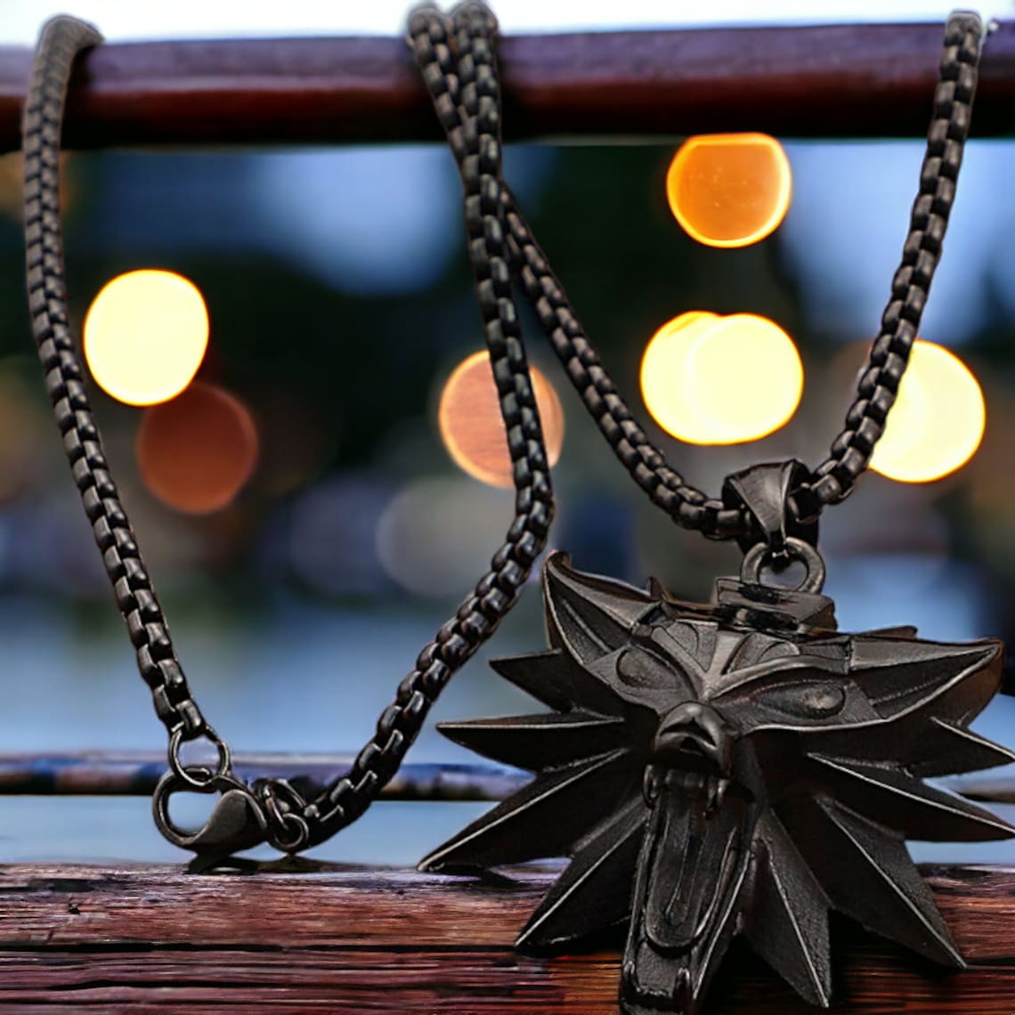 Stainless Steel Witcher Wolf Pendant Necklace, Witcher Necklace ...