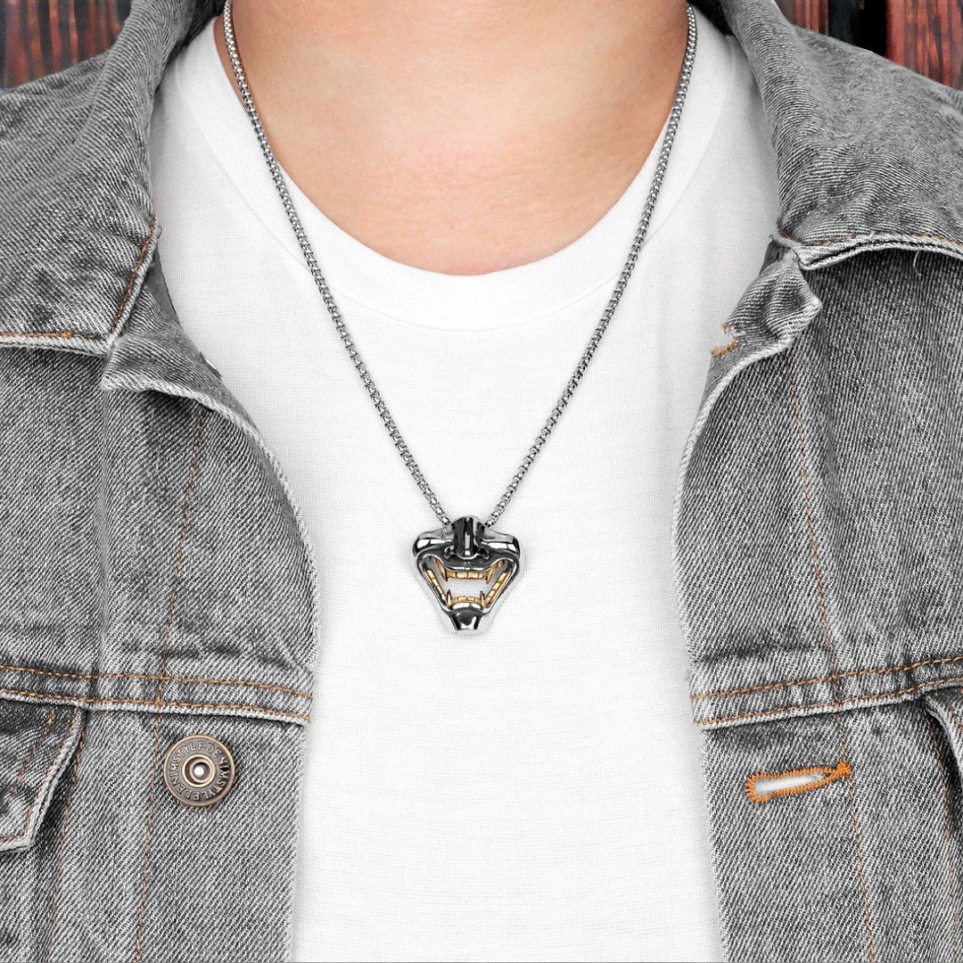 Stainless Steel Samurai Pendant Necklace, Demon Pendant Necklace ...