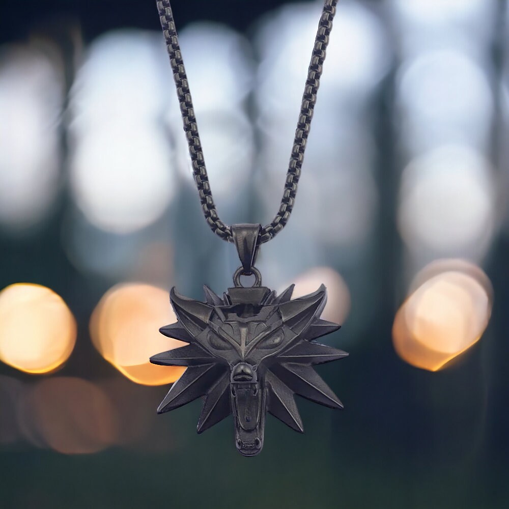 Stainless Steel Witcher Wolf Pendant Necklace, Witcher Necklace ...