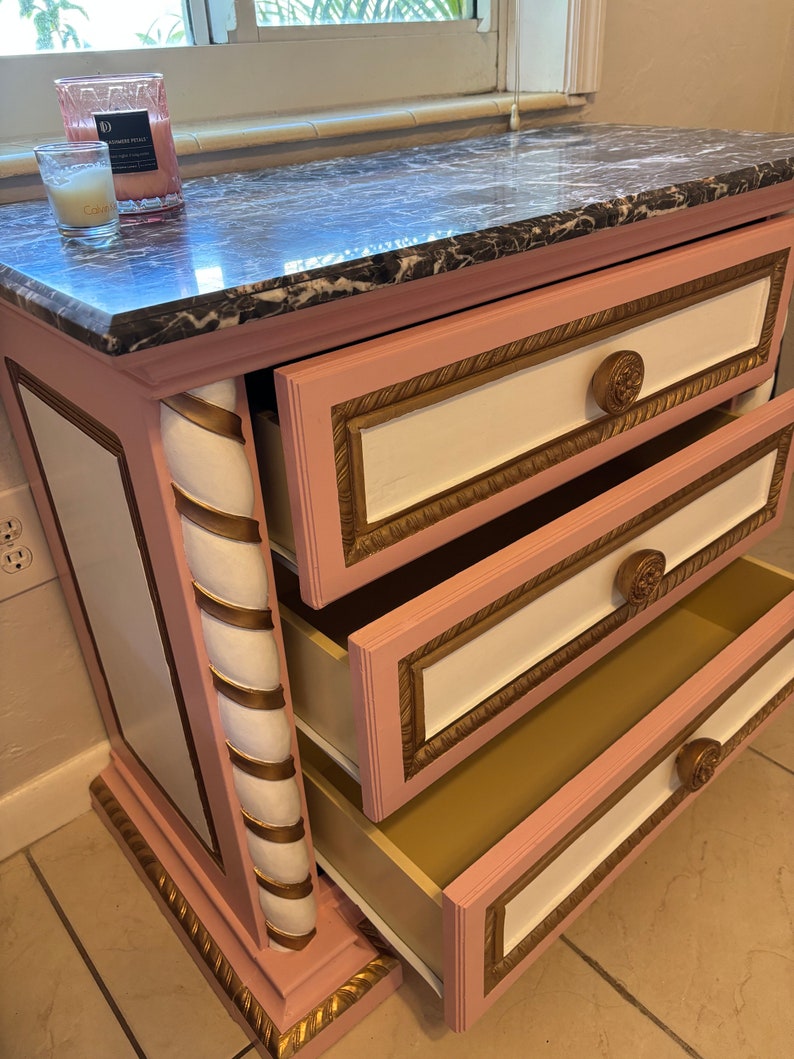 Marshmallow Pink Restored Dresser - Etsy