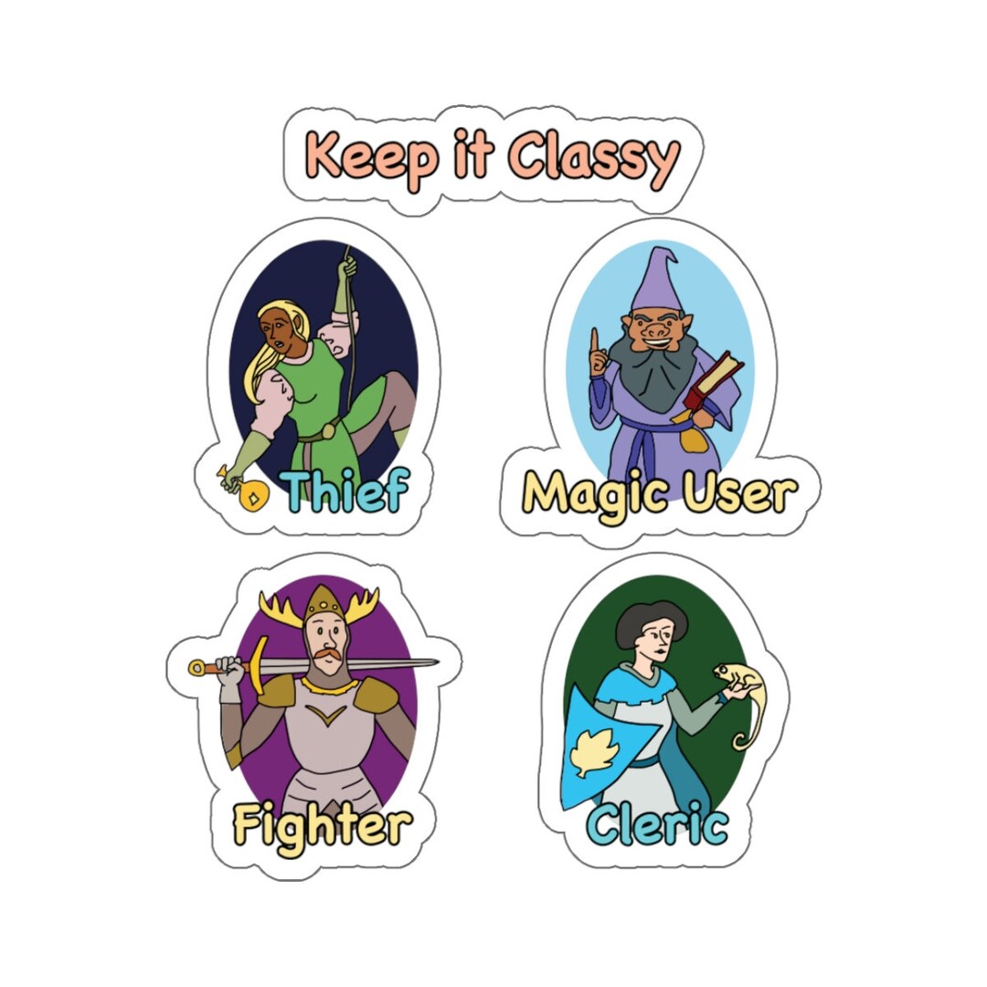 Keep It Classy 5e Character Classes Sticker Sheet, Thief, Magic User ...