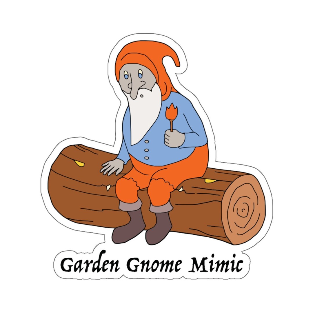 Garden Gnome Mimic Classic Monster Sticker, 5e Monster, Mimic Warning ...