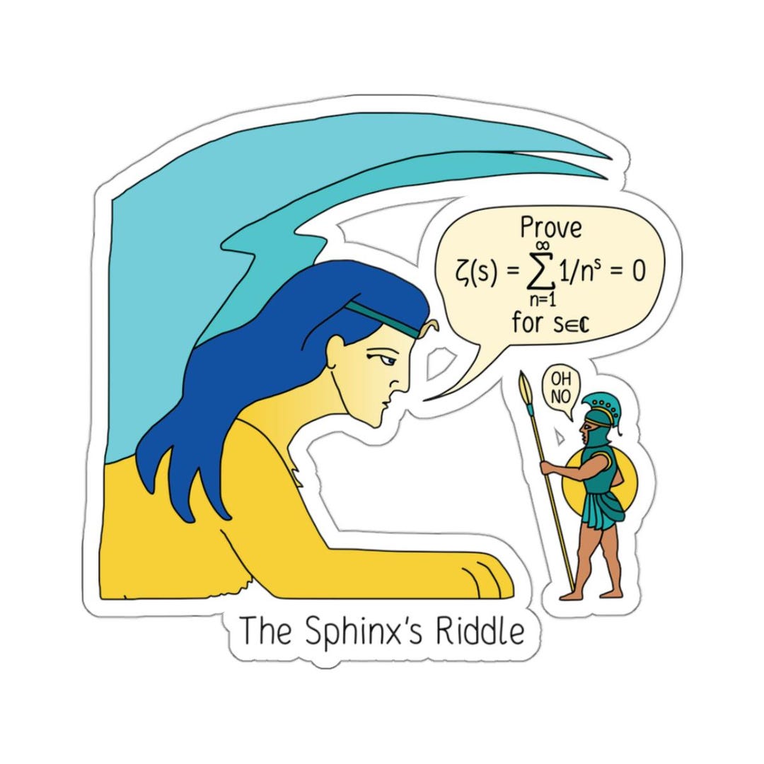 The Sphinx's Riddle Math Humor Sticker, Ancient Greek Caclulus Joke ...