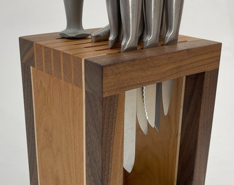 Sleek Modern Knife Rack, Beautiful Hardwood Knife Block, Unique Kitchen ...