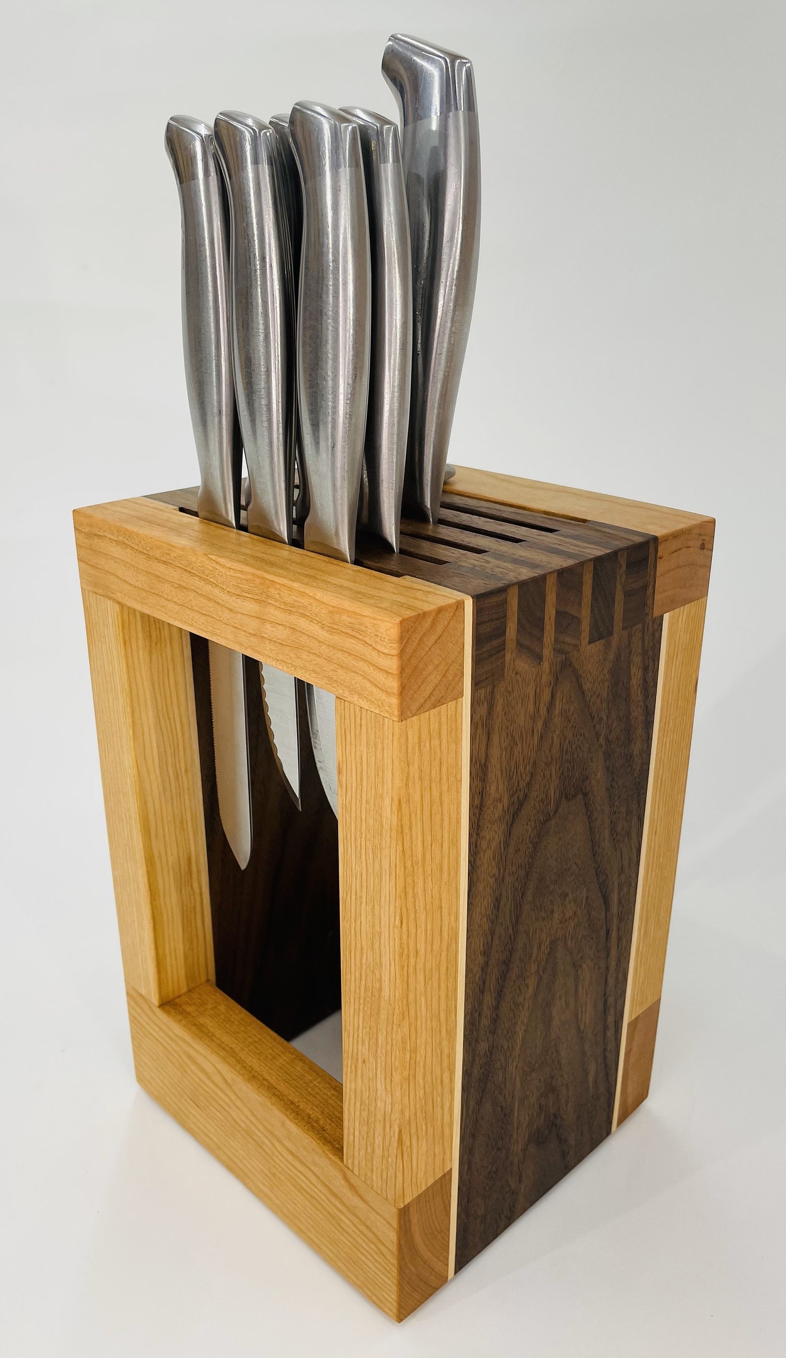 Sleek Modern Knife Rack, Beautiful Hardwood Knife Block, Unique Kitchen ...