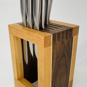 Sleek Modern Knife Rack, Beautiful Hardwood Knife Block, Unique Kitchen ...