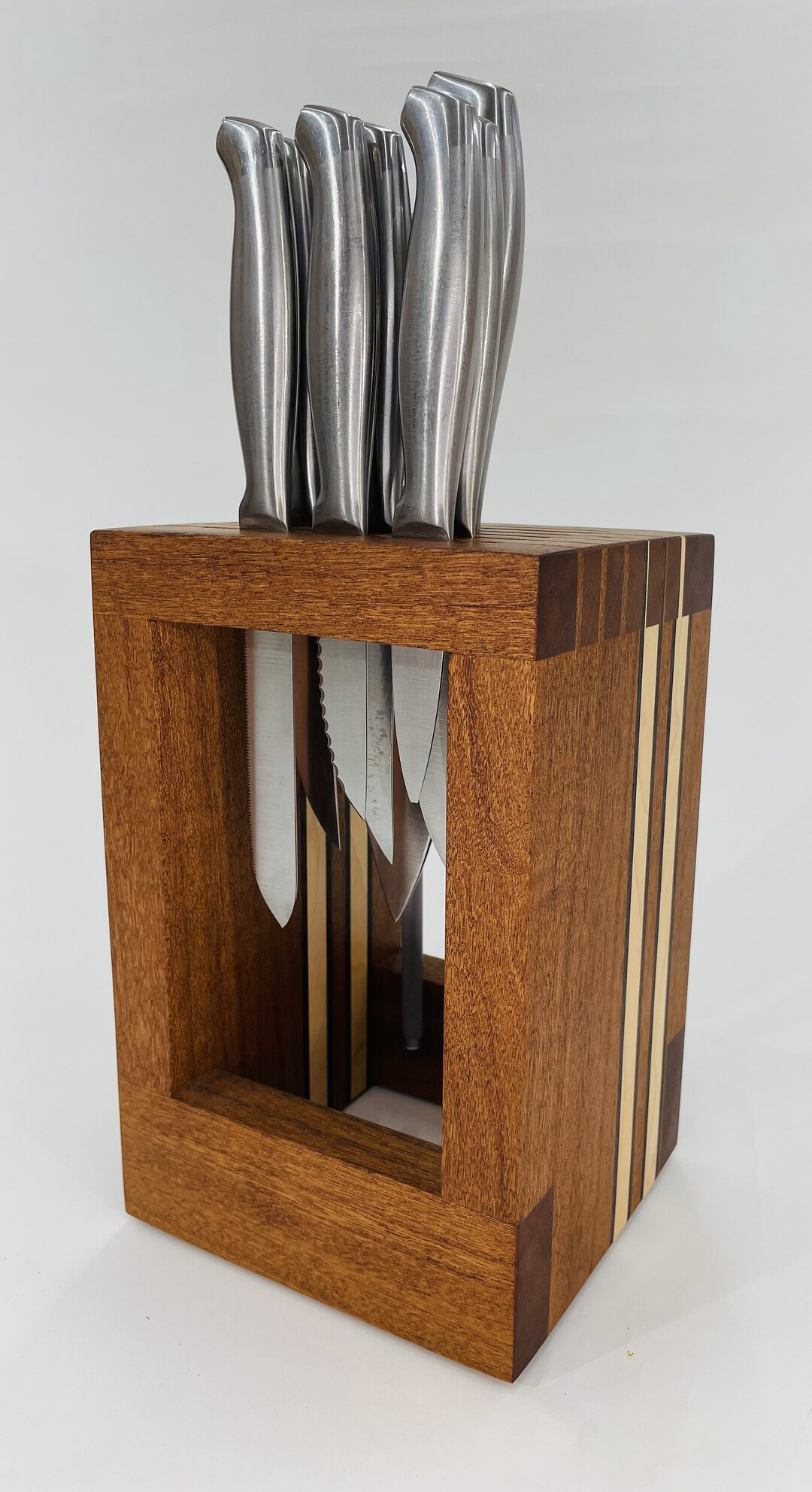 Sleek Modern Knife Rack, Beautiful Hardwood Knife Block, Unique Kitchen ...