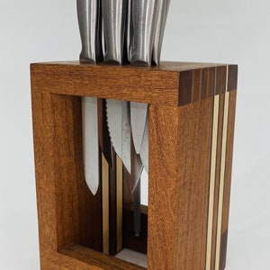 Sleek Modern Knife Rack, Beautiful Hardwood Knife Block, Unique Kitchen ...