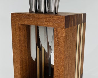 Sleek Modern Knife Rack, Beautiful Hardwood Knife Block, Unique Kitchen ...
