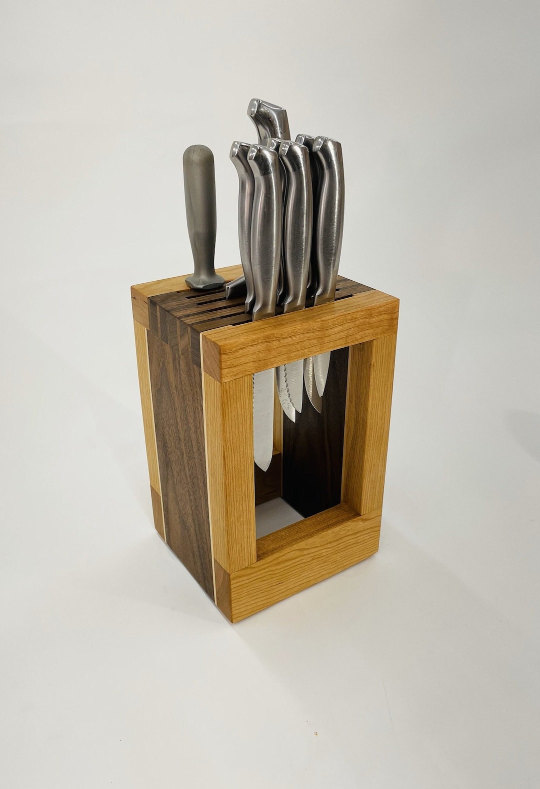 Sleek Modern Knife Rack, Beautiful Hardwood Knife Block, Unique Kitchen ...