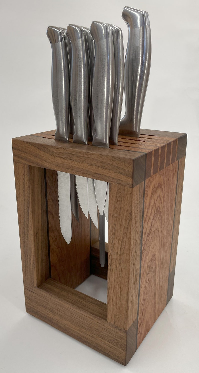 Sleek Modern Knife Rack, Beautiful Hardwood Knife Block, Unique Kitchen ...