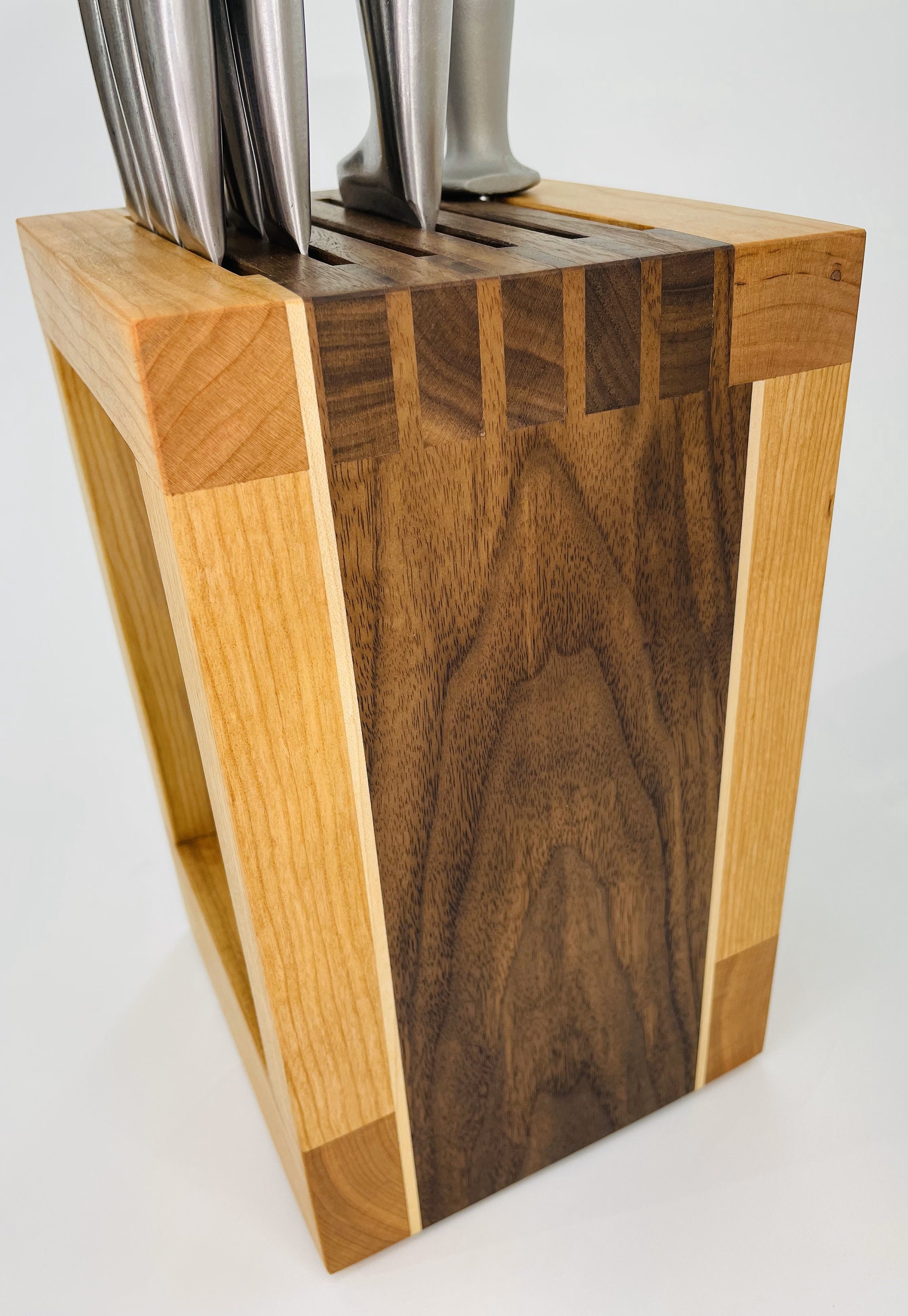 Sleek Modern Knife Rack, Beautiful Hardwood Knife Block, Unique Kitchen ...