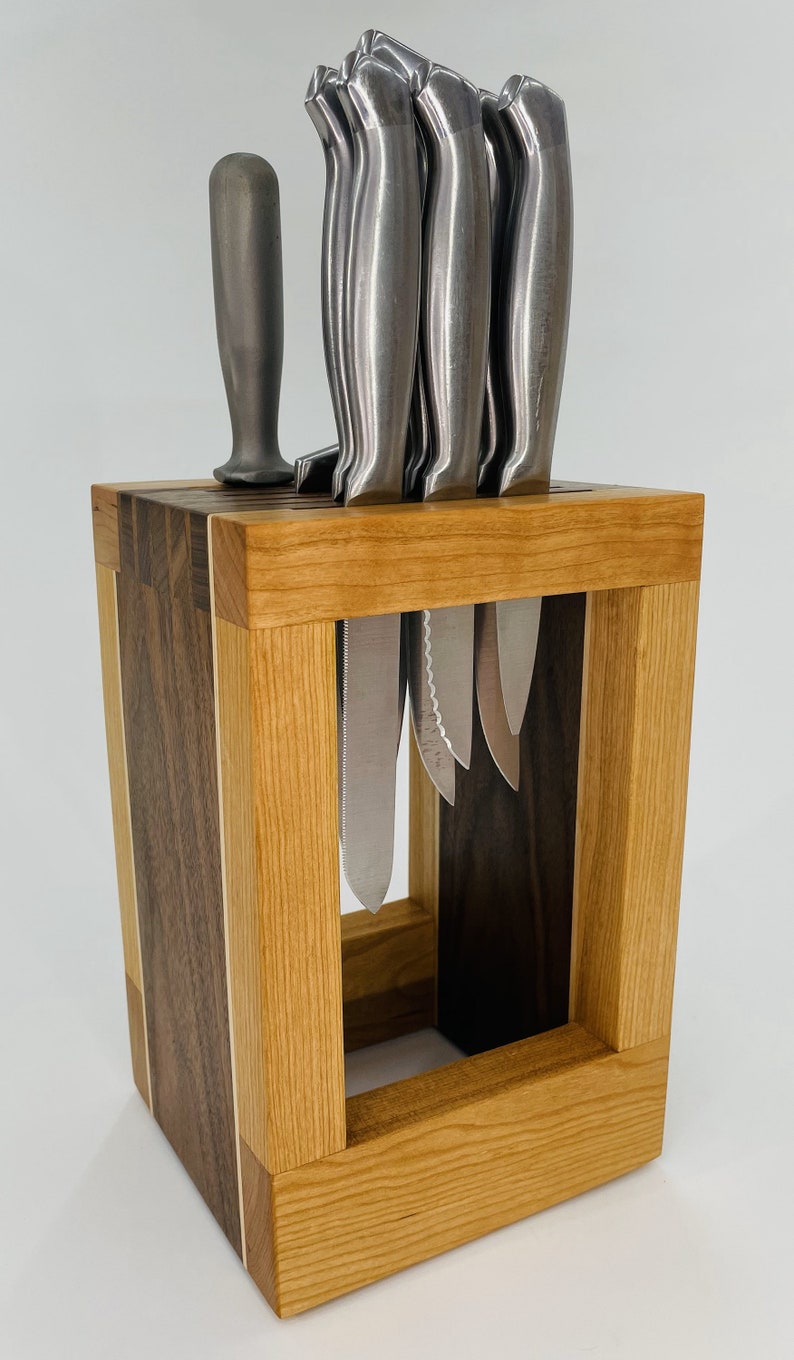 Sleek Modern Knife Rack, Beautiful Hardwood Knife Block, Unique Kitchen ...