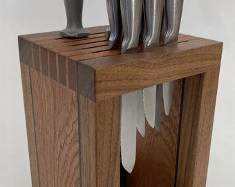 Sleek Modern Knife Rack, Beautiful Hardwood Knife Block, Unique Kitchen ...