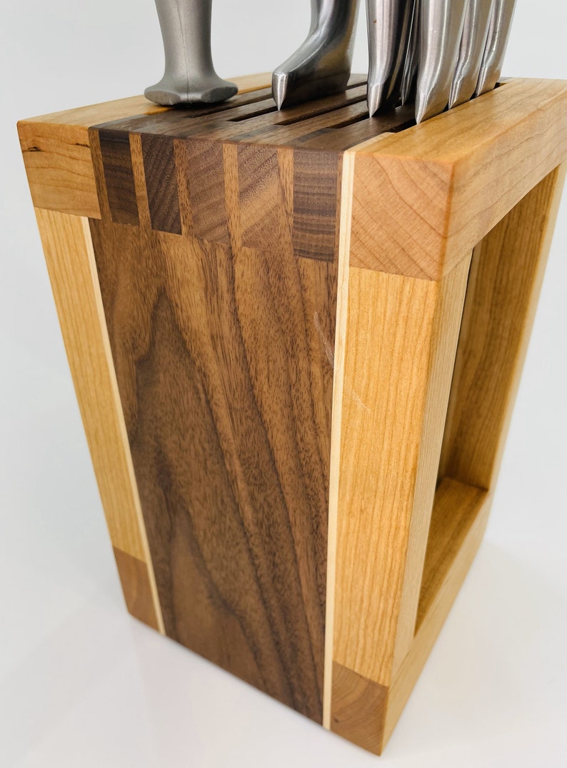 Sleek Modern Knife Rack, Beautiful Hardwood Knife Block, Unique Kitchen ...