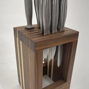 Sleek Modern Knife Rack, Beautiful Hardwood Knife Block, Unique Kitchen ...