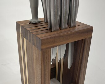 Sleek Modern Knife Rack, Beautiful Hardwood Knife Block, Unique Kitchen ...