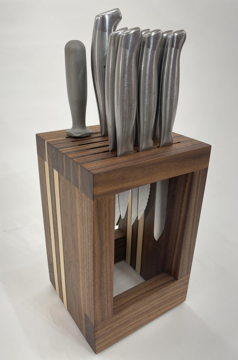Sleek Modern Knife Rack, Beautiful Hardwood Knife Block, Unique Kitchen ...