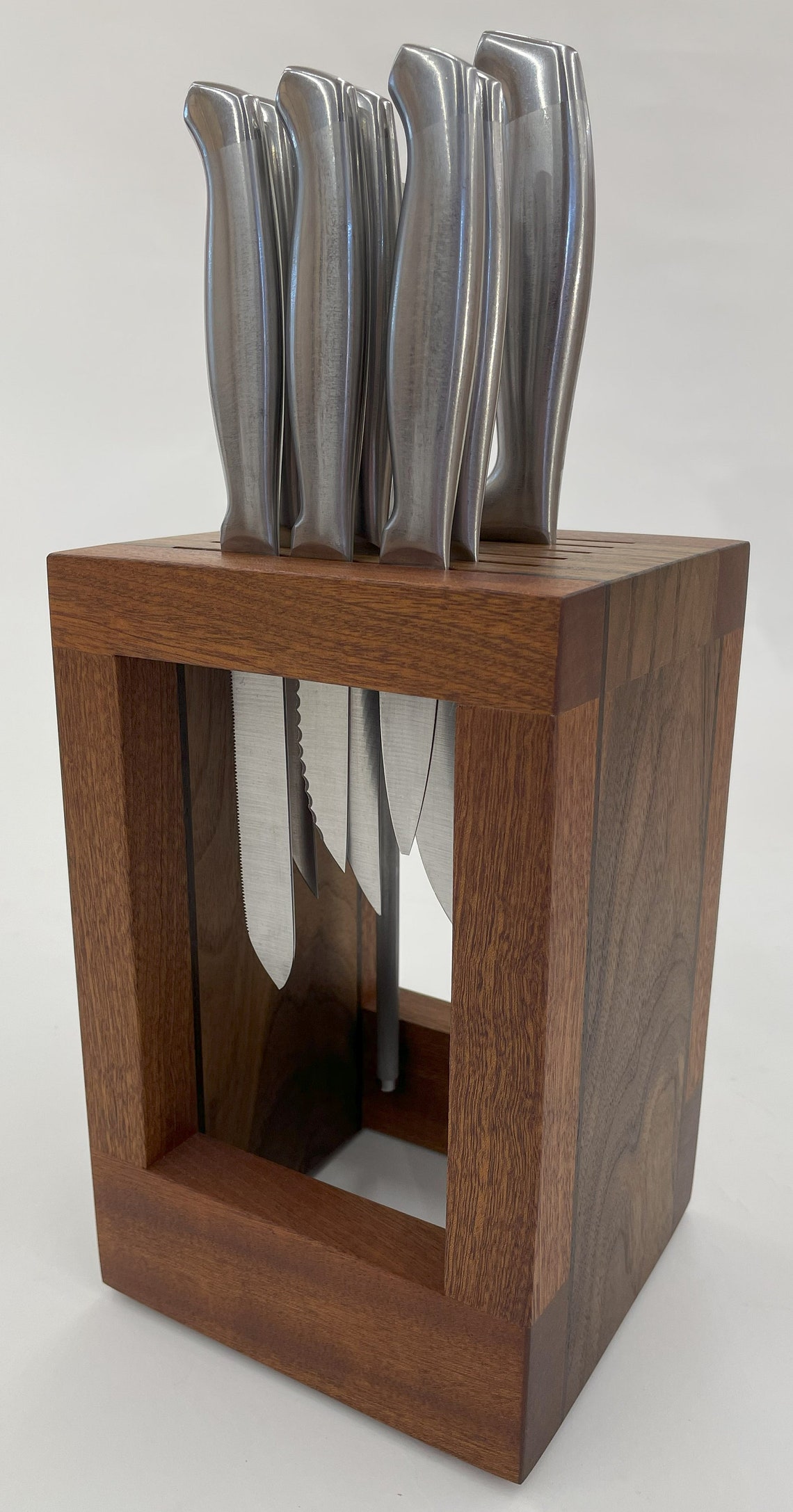 Sleek Modern Knife Rack, Beautiful Hardwood Knife Block, Unique Kitchen ...