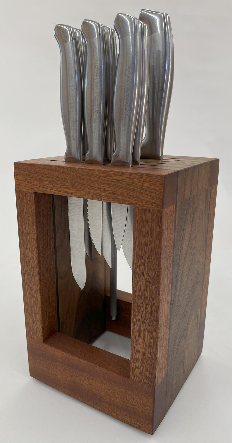 Sleek Modern Knife Rack, Beautiful Hardwood Knife Block, Unique Kitchen ...
