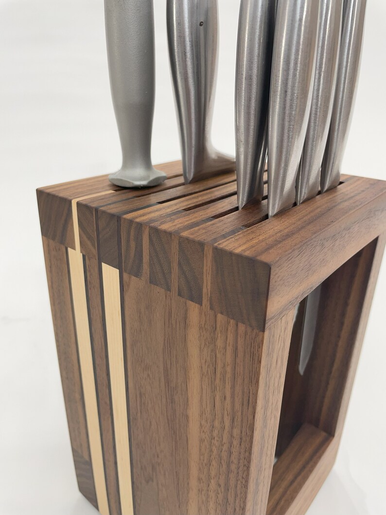 Sleek Modern Knife Rack, Beautiful Hardwood Knife Block, Unique Kitchen ...