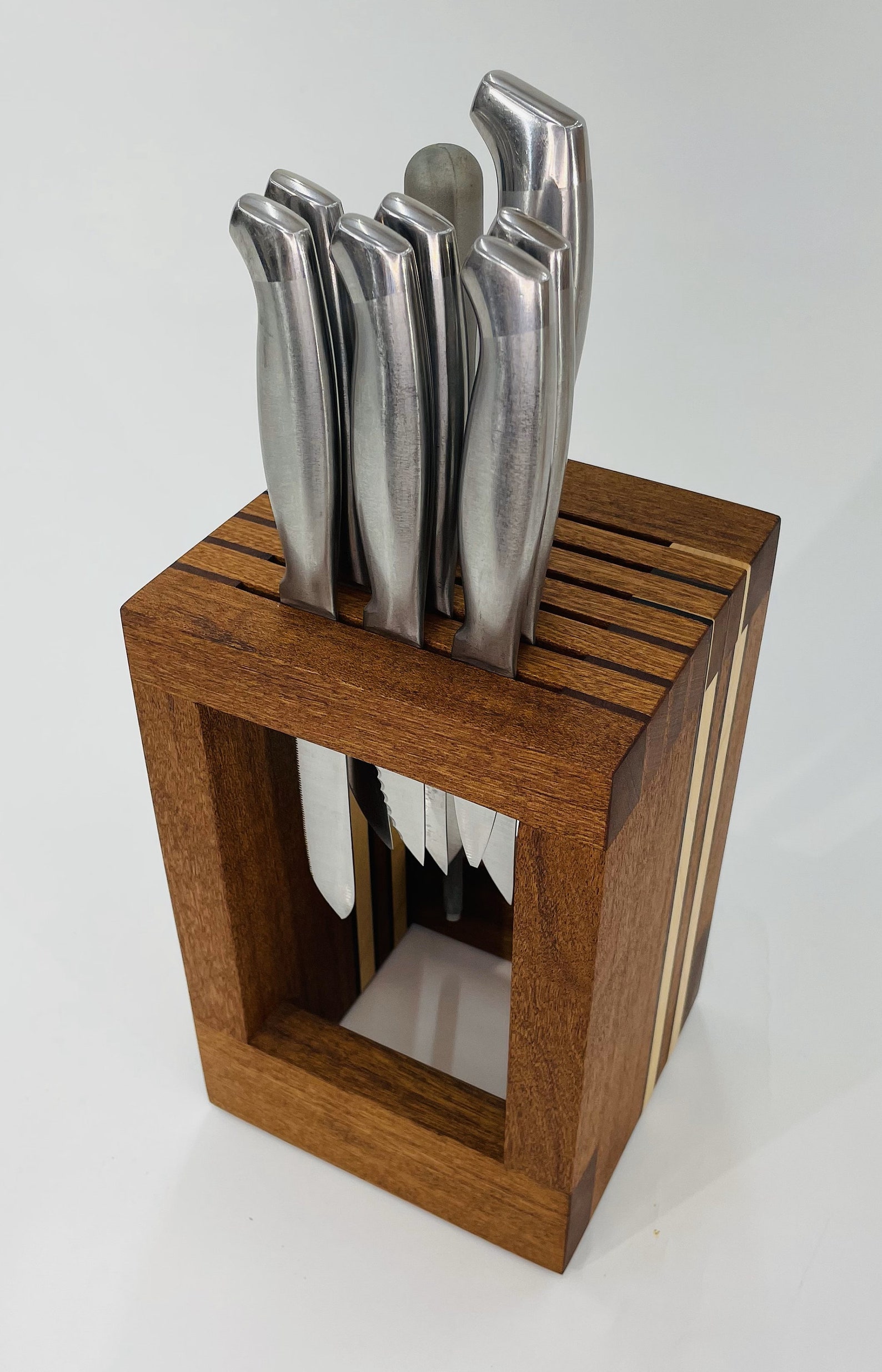 Sleek Modern Knife Rack, Beautiful Hardwood Knife Block, Unique Kitchen ...