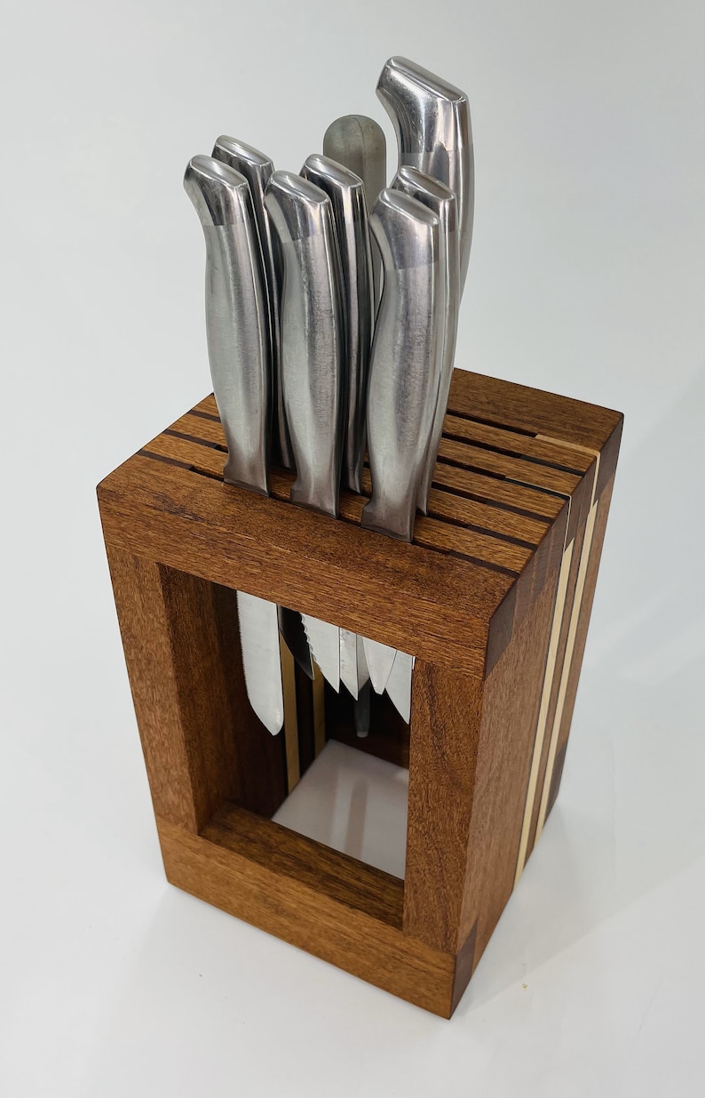 Sleek Modern Knife Rack, Beautiful Hardwood Knife Block, Unique Kitchen ...