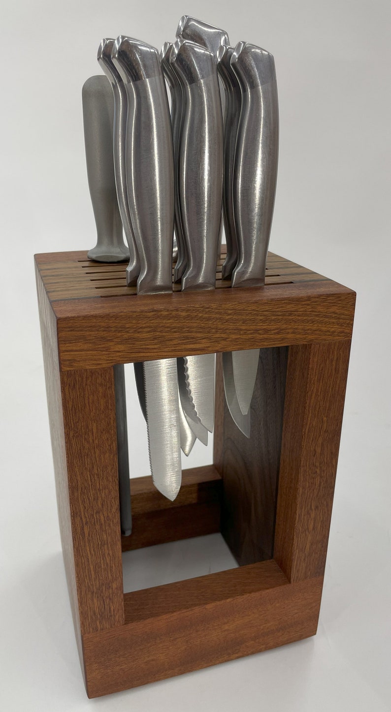 Sleek Modern Knife Rack, Beautiful Hardwood Knife Block, Unique Kitchen ...