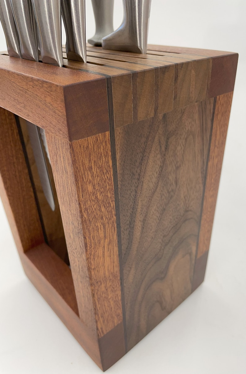 Sleek Modern Knife Rack, Beautiful Hardwood Knife Block, Unique Kitchen ...