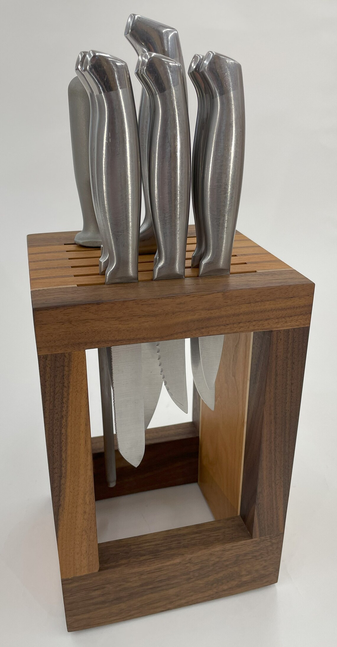 Sleek Modern Knife Rack, Beautiful Hardwood Knife Block, Unique Kitchen ...