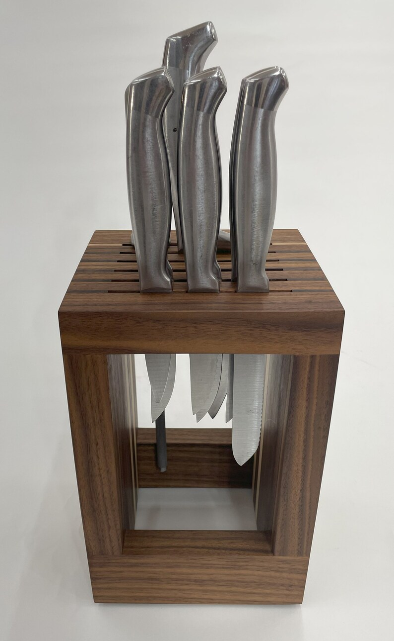 Sleek Modern Knife Rack, Beautiful Hardwood Knife Block, Unique Kitchen ...