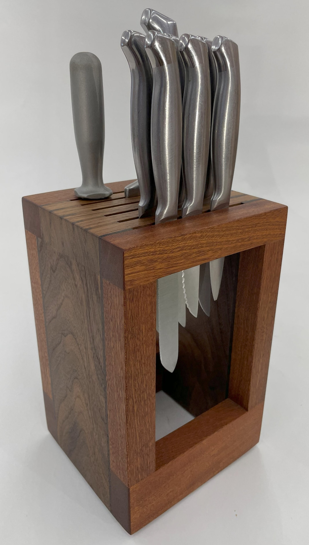 Sleek Modern Knife Rack, Beautiful Hardwood Knife Block, Unique Kitchen ...