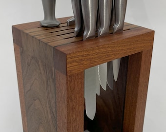 Sleek Modern Knife Rack, Beautiful Hardwood Knife Block, Unique Kitchen ...