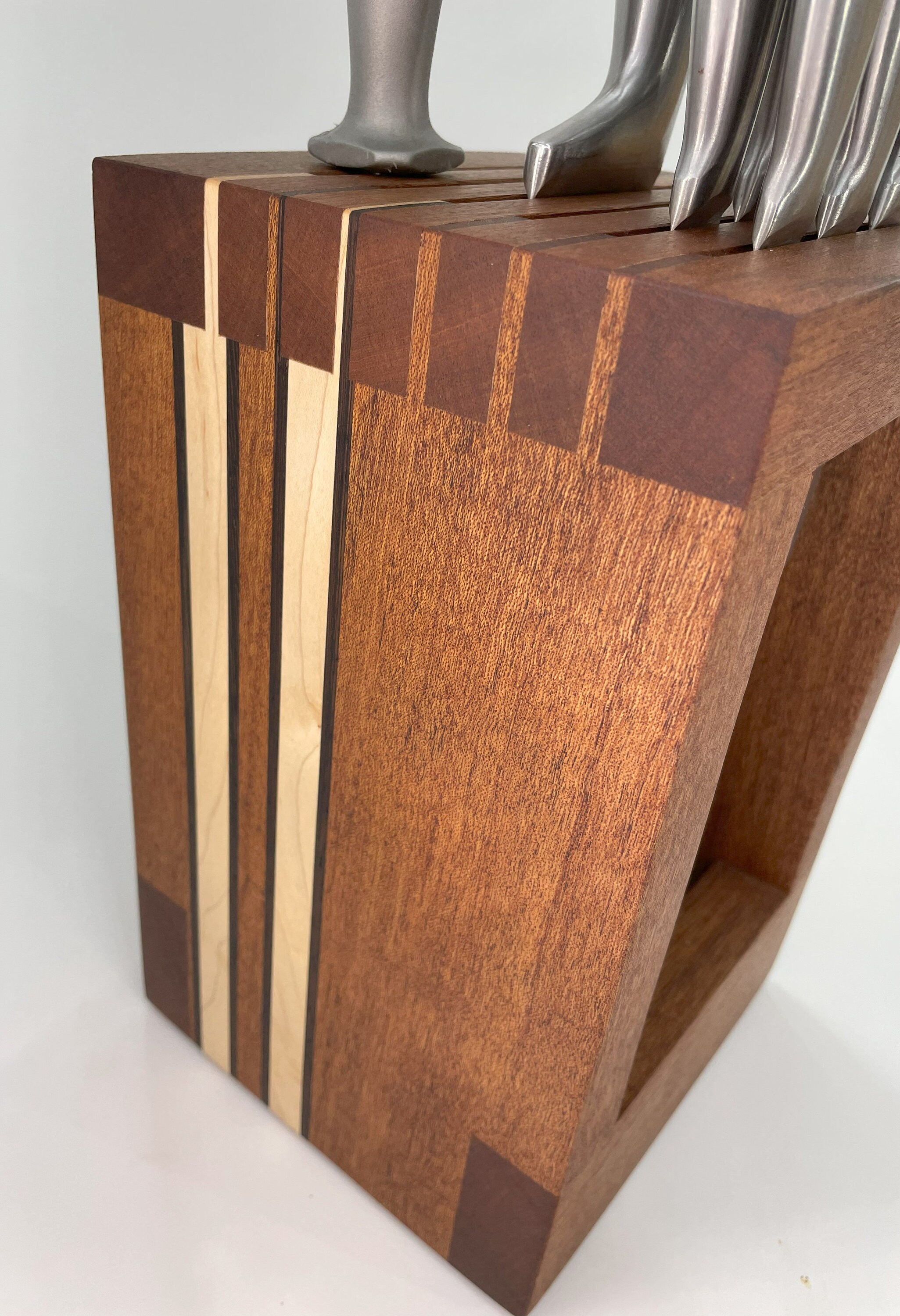 Sleek Modern Knife Rack, Beautiful Hardwood Knife Block, Unique Kitchen ...