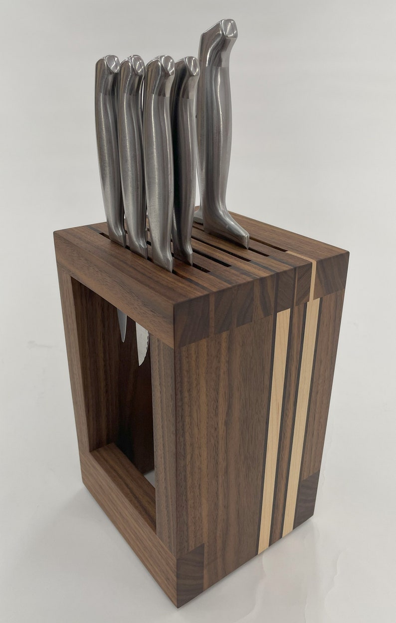Sleek Modern Knife Rack, Beautiful Hardwood Knife Block, Unique Kitchen ...