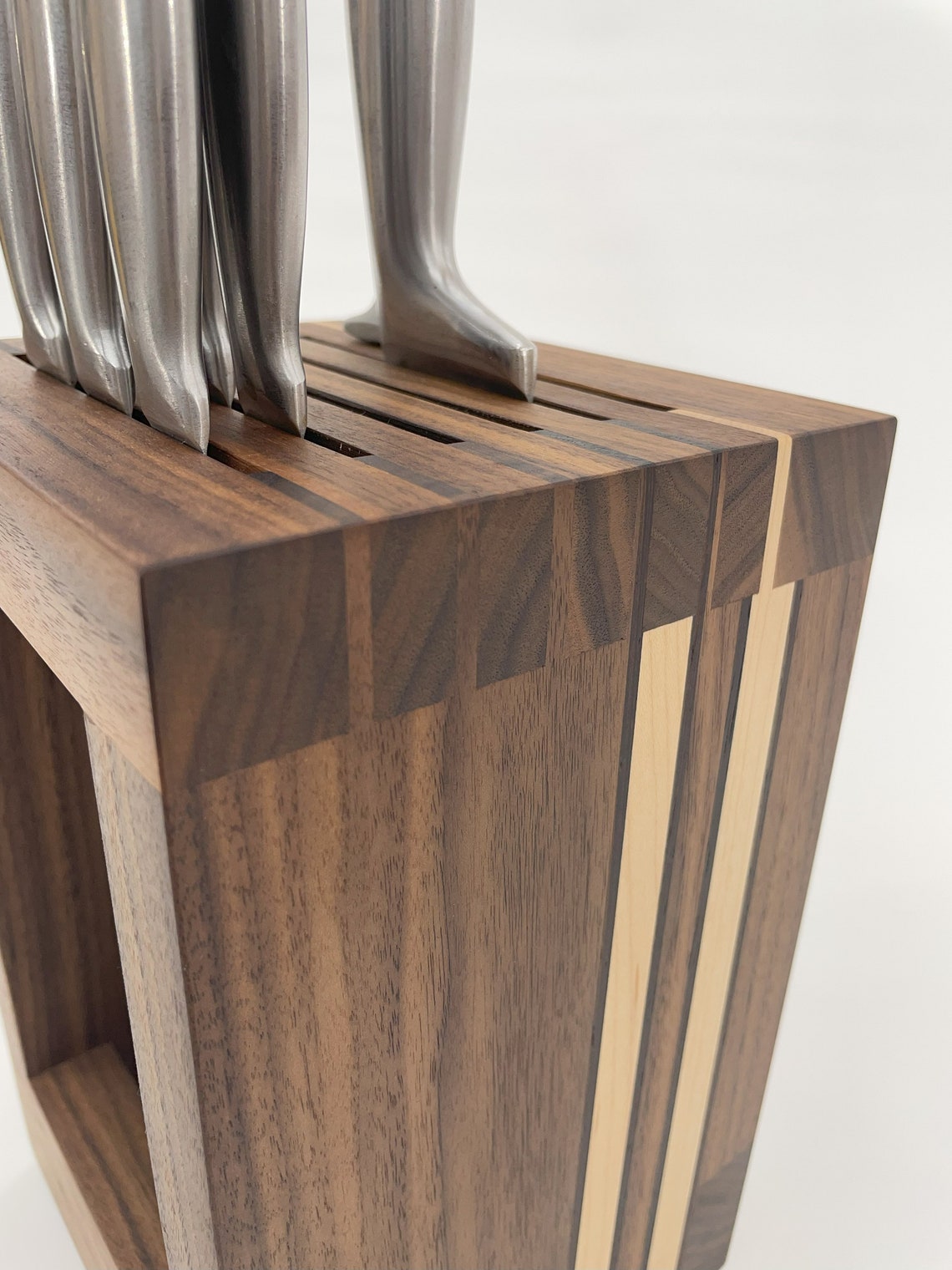 Sleek Modern Knife Rack, Beautiful Hardwood Knife Block, Unique Kitchen ...