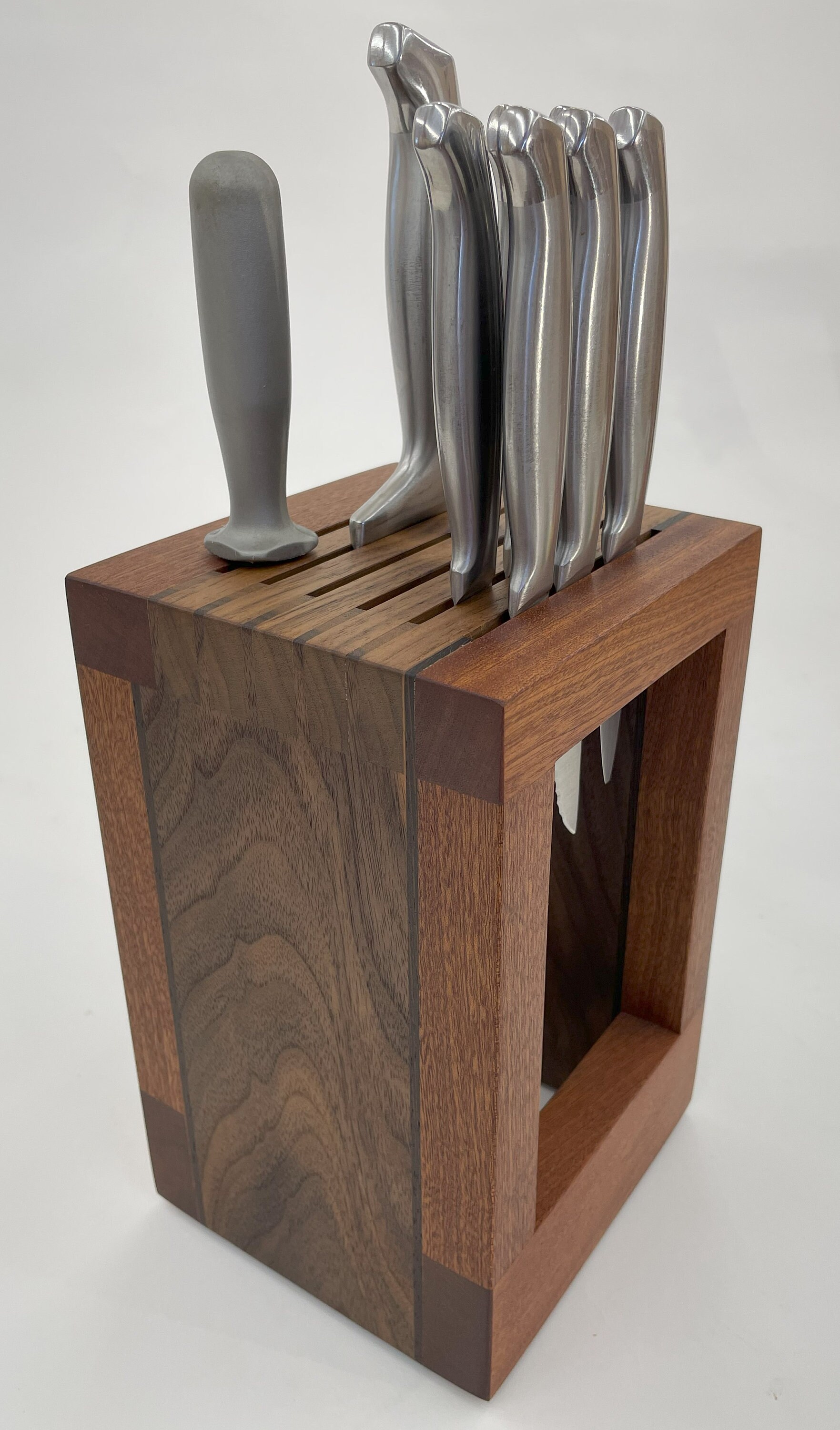 Sleek Modern Knife Rack, Beautiful Hardwood Knife Block, Unique Kitchen ...