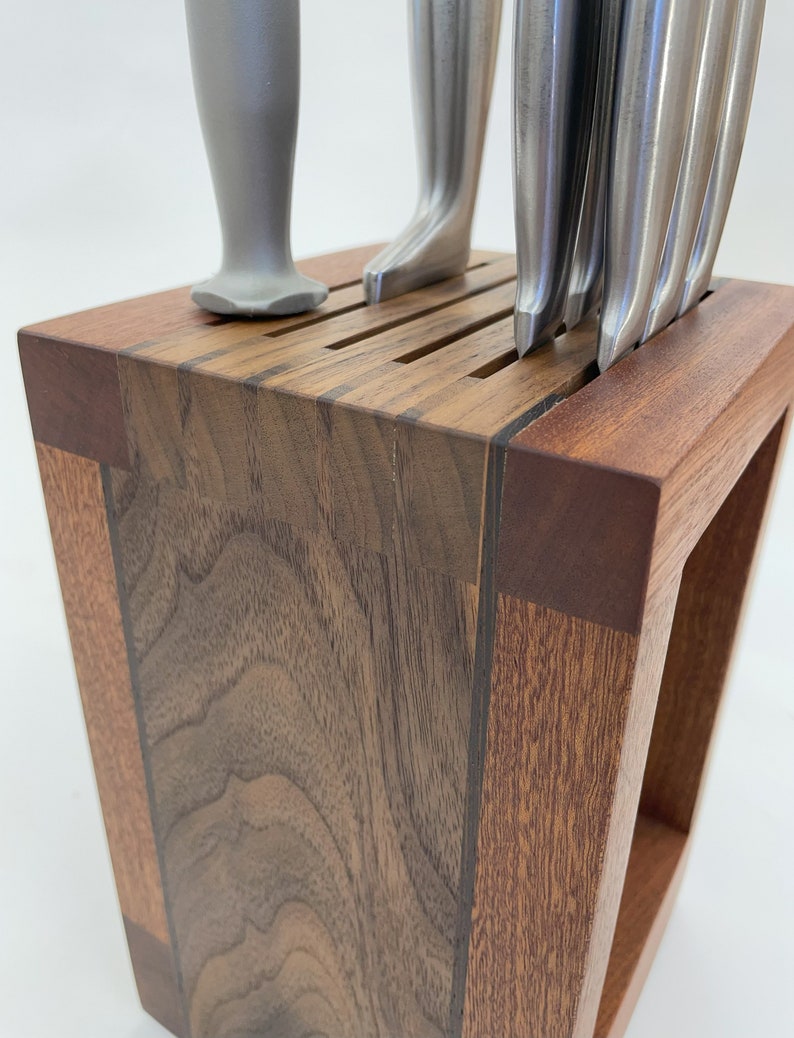 Sleek Modern Knife Rack, Beautiful Hardwood Knife Block, Unique Kitchen ...